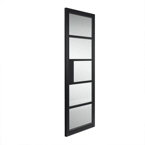 JB Kind Metro Black Fully Finished 5 Light Reeded Glass Internal Door ...
